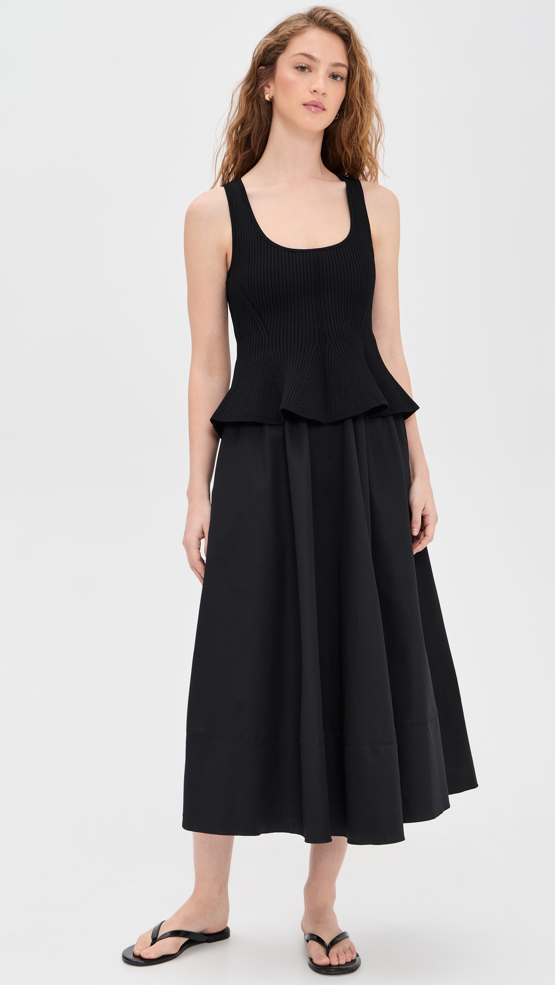 aralyn poplin combo sleeveless midi dress Ramy Brook Ramy Brook- Aralyn Poplin Combo Sleeveless Midi Dress- Navy  Patchwork