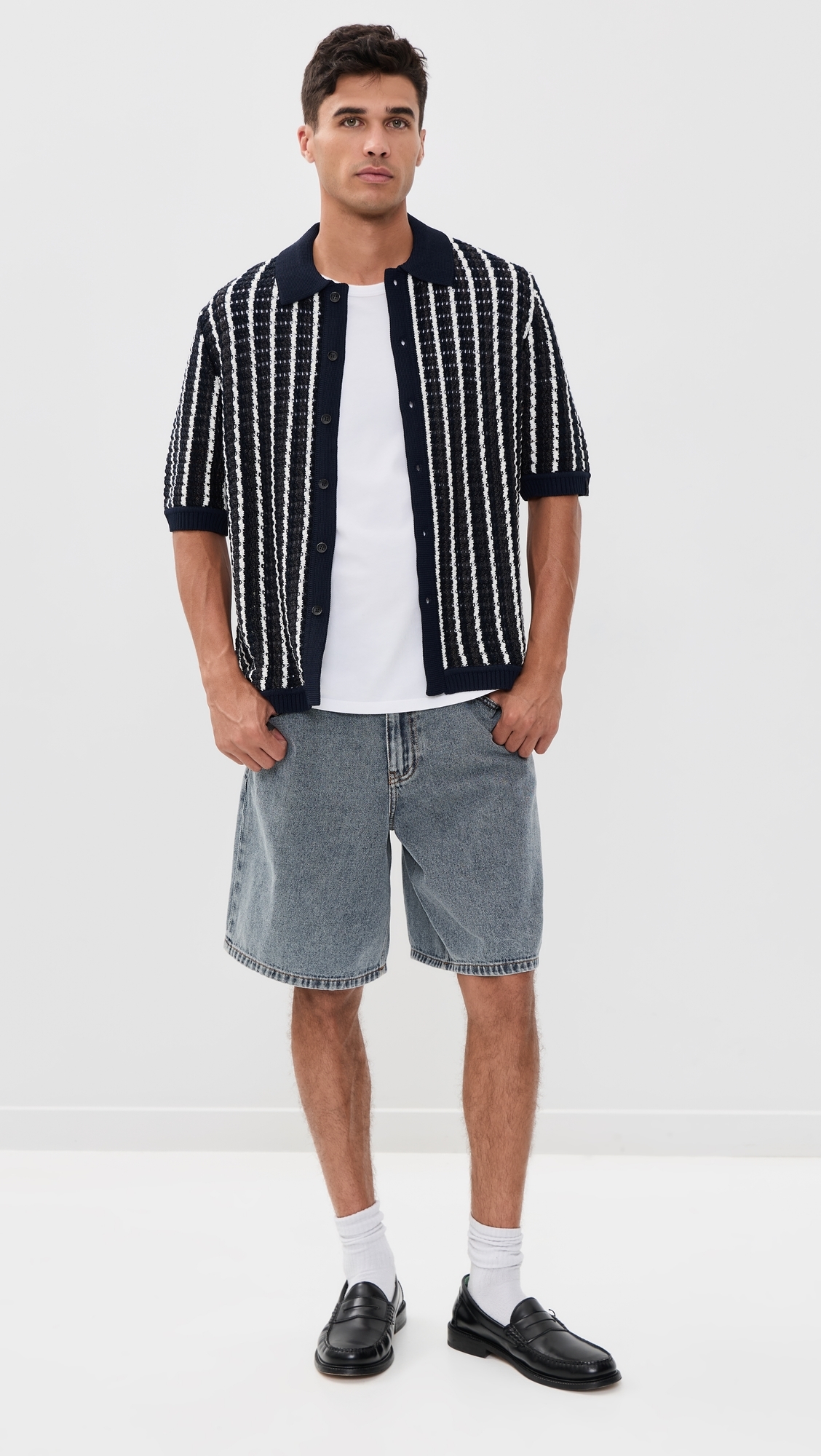RAG & BONE dalton short sleeve crochet shirt