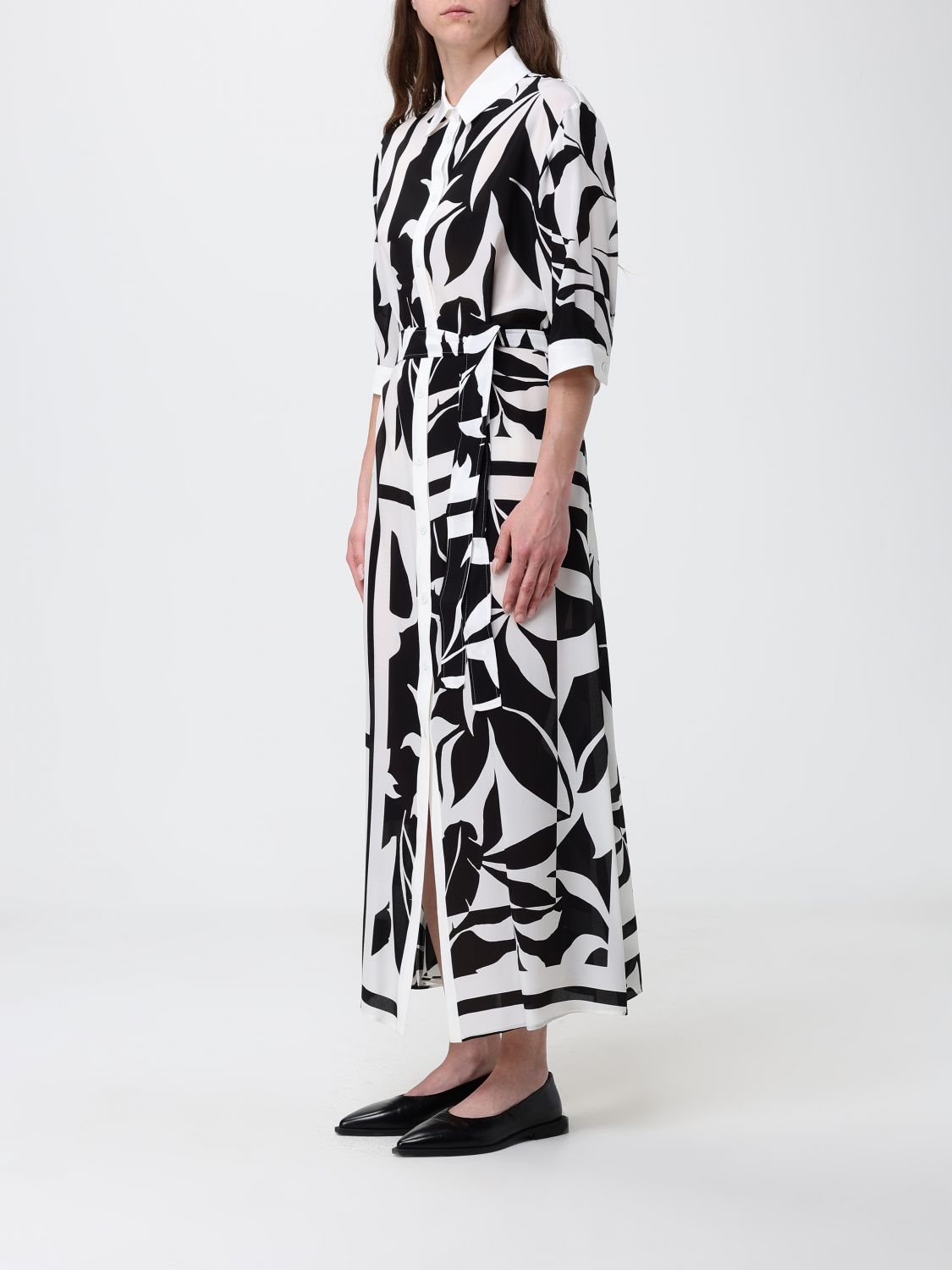 MAX MARA Max Mara Printed Silk Blend Midi Shirt Dress