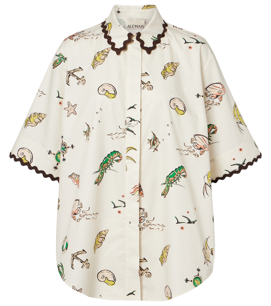 ALEMAIS Alémais Printed Organic Cotton Scalloped Shorts