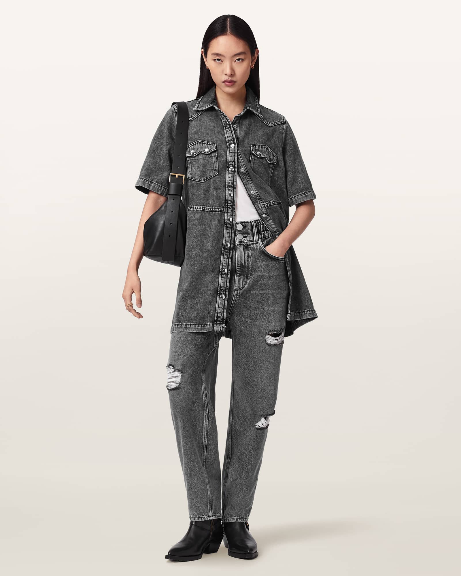 ALLSAINTS AllSaints Daisy Tapered Leg Distressed Denim Jeans