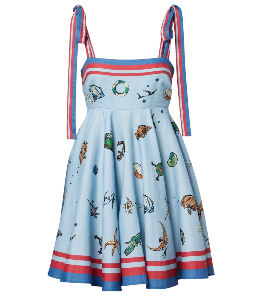 ALEMAIS ALEMAIS Printed Linen Mini Dress
