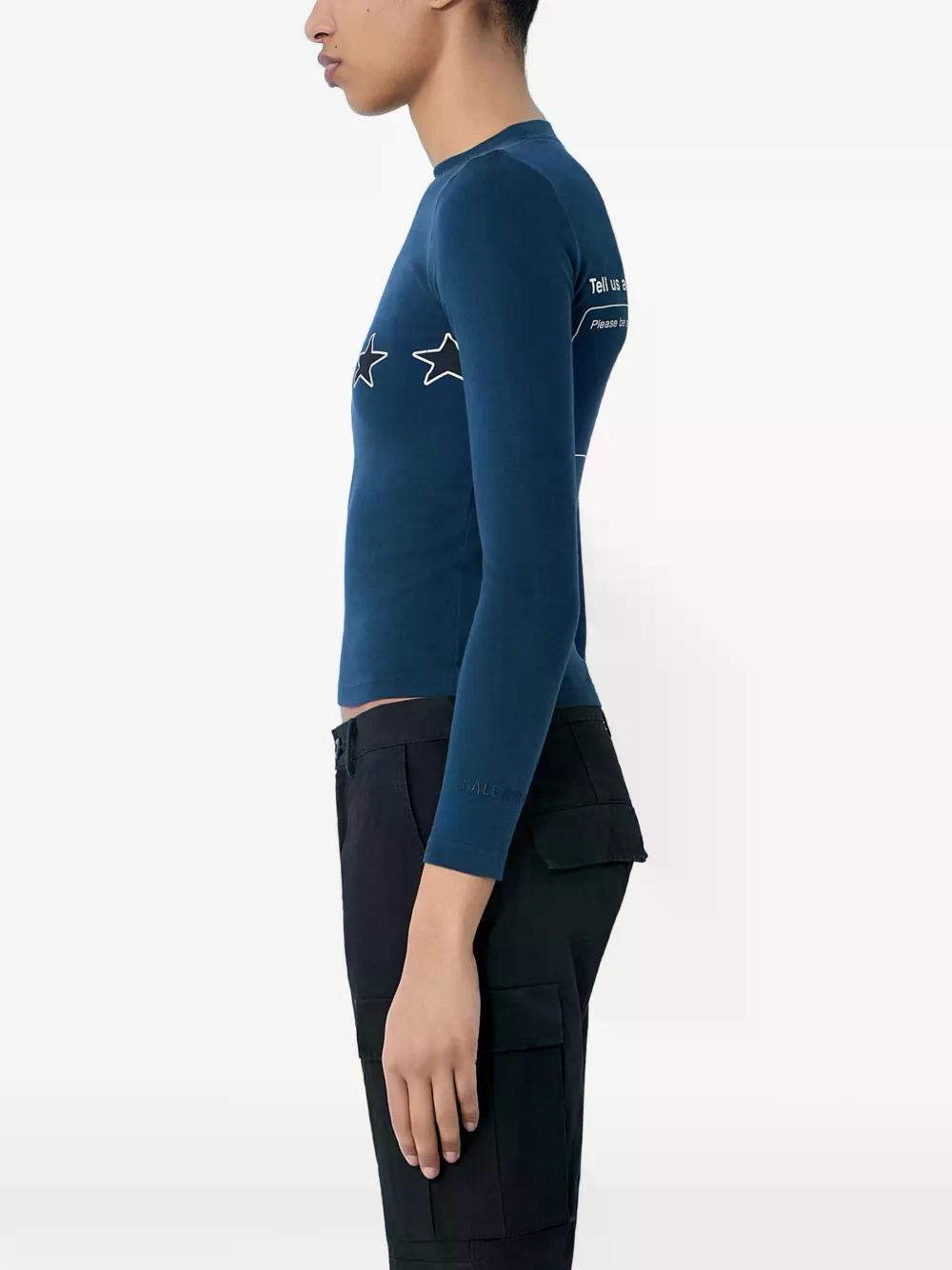 BALENCIAGA Star-Embroidered Long-Sleeve T-Shirt