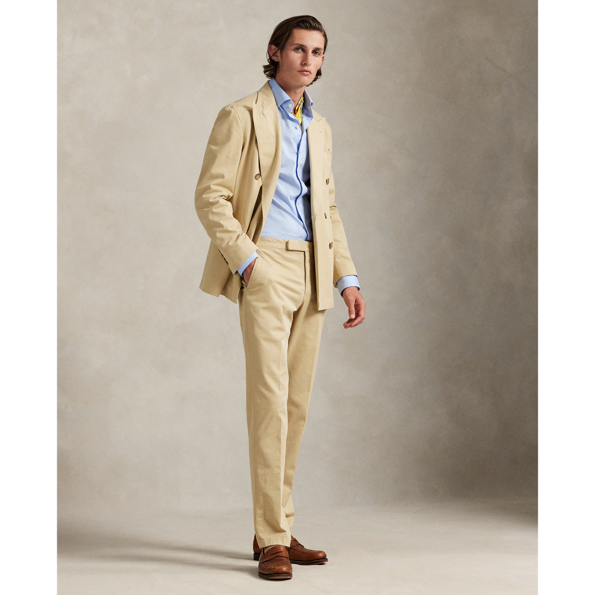 RALPH LAUREN garment-dyed stretch chino suit trouser