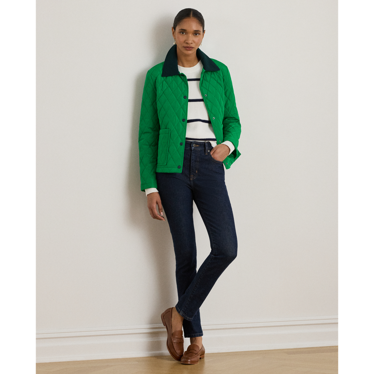 RALPH LAUREN Ralph Lauren twill-trim diamond-quilted barn jacket