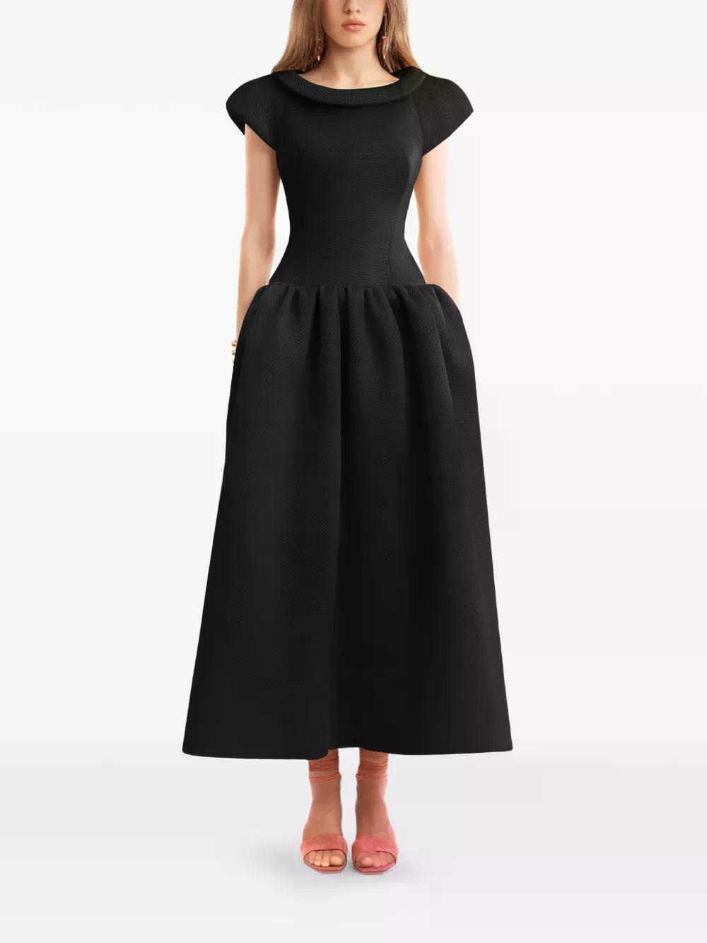 GEMY MAALOUF Sculpted Neckline Drop-Waist Midi Dress