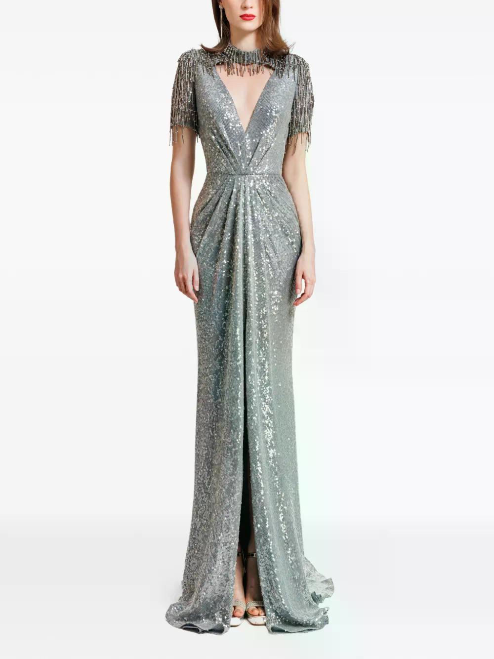 chinese dress ladies Sequin-Print Black Formal Dress: Mac Duggal 49827 Black Multi / 0 main image 0