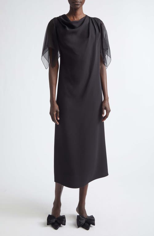 VALENTINO Draped Silk Cady Couture & Chiffon Midi Dress