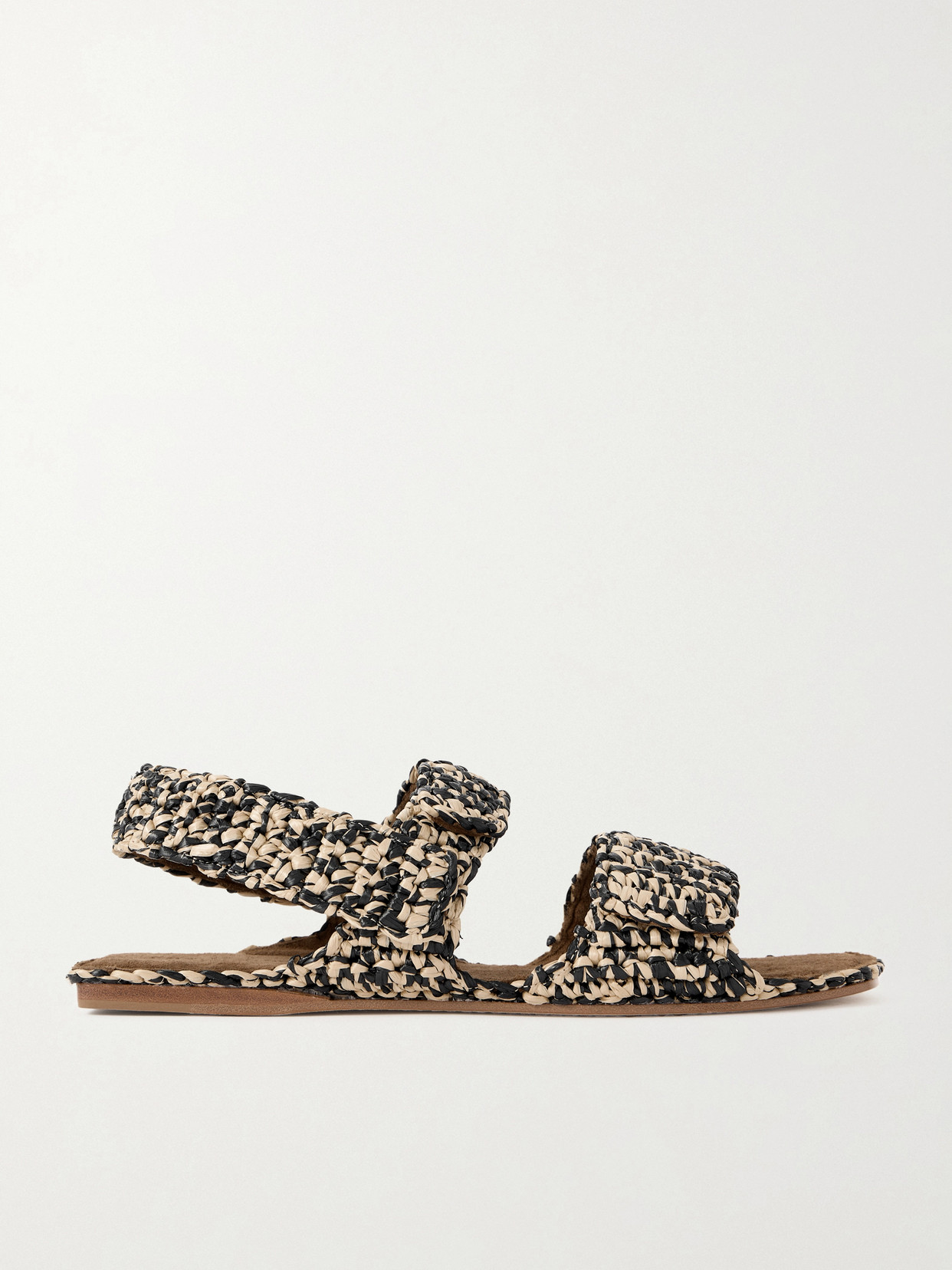 KHAITE Boden Two-Tone Raffia Sandals
