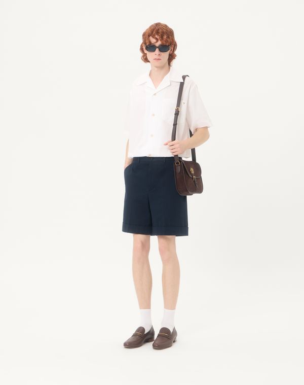 VALENTINO Valentino Gabardine Bermuda Shorts with Turn-up and VLogo Embroidery