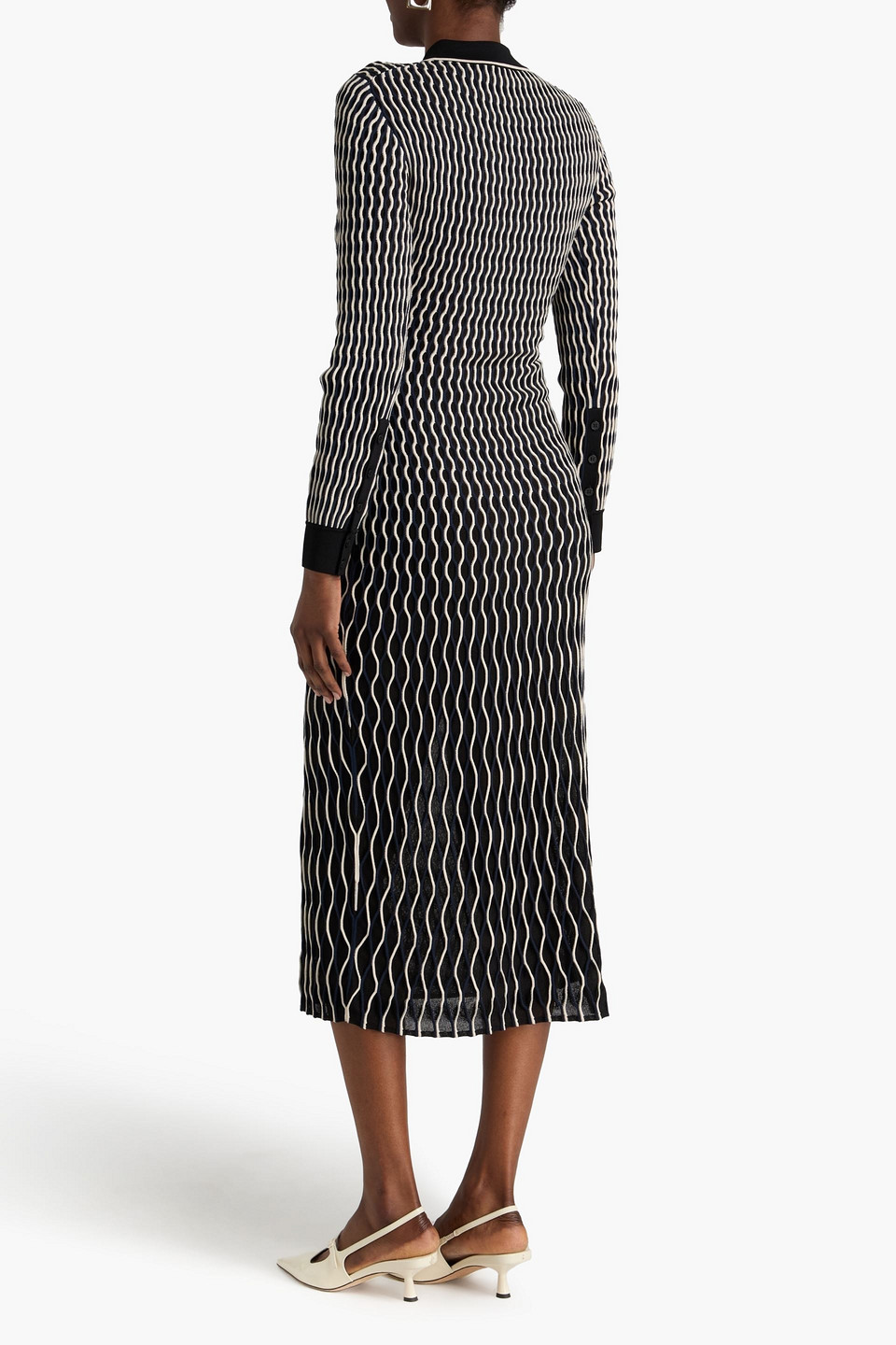 Simkhai Kassidy Striped Knitted Midi Dress - Claret - 60% Off