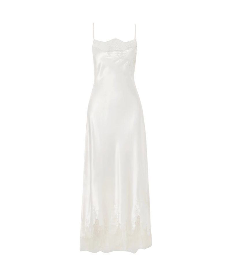 CARINE GILSON Lace-Trimmed Silk-Satin Midi Dress