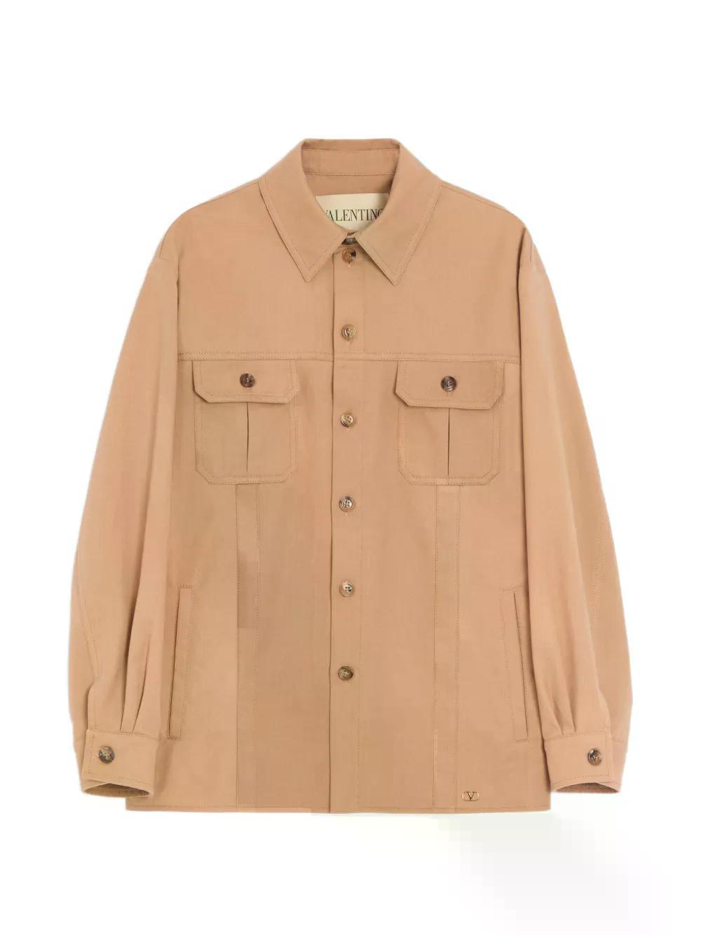 VALENTINO cotton gabardine shirt jacket with vlogo