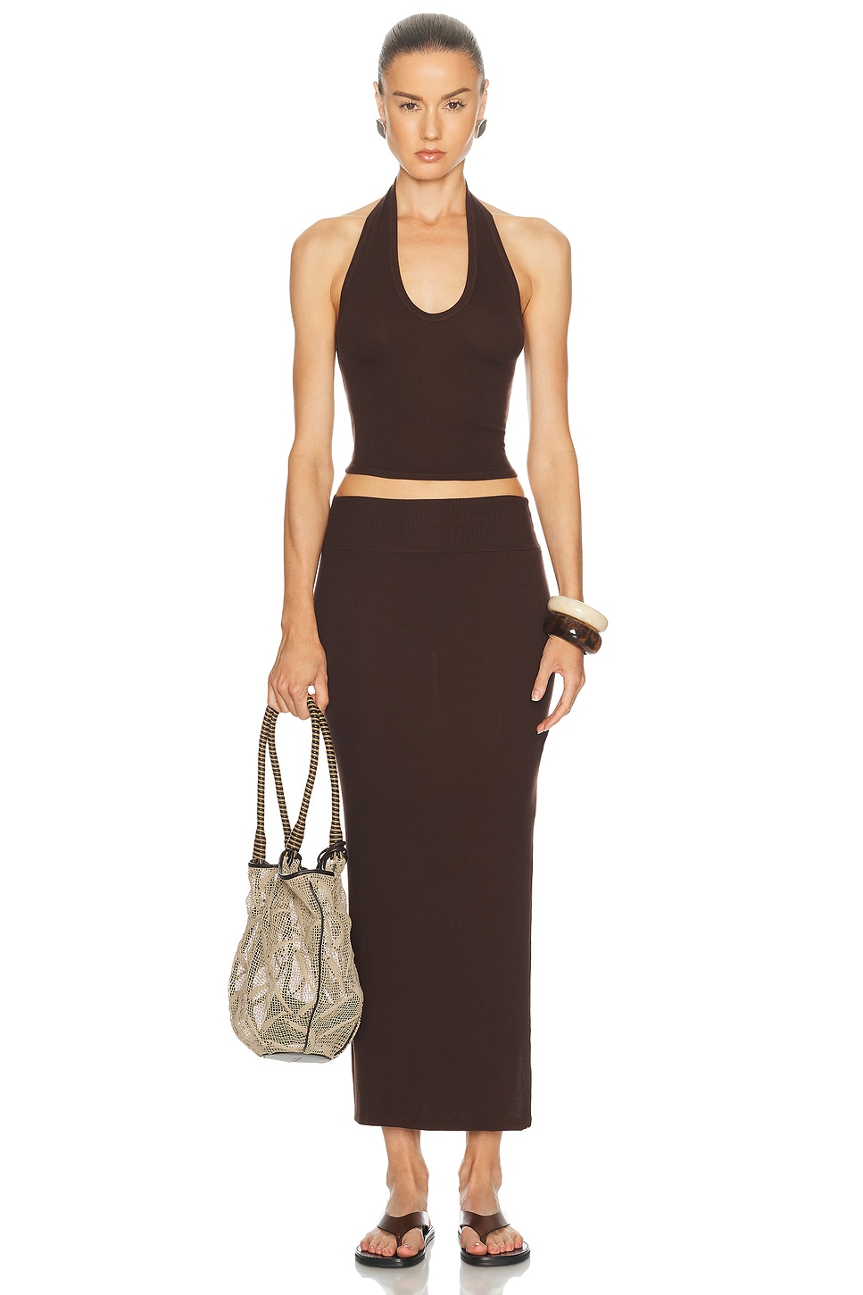 ENZA COSTA Silk Rib U Neck Halter Top