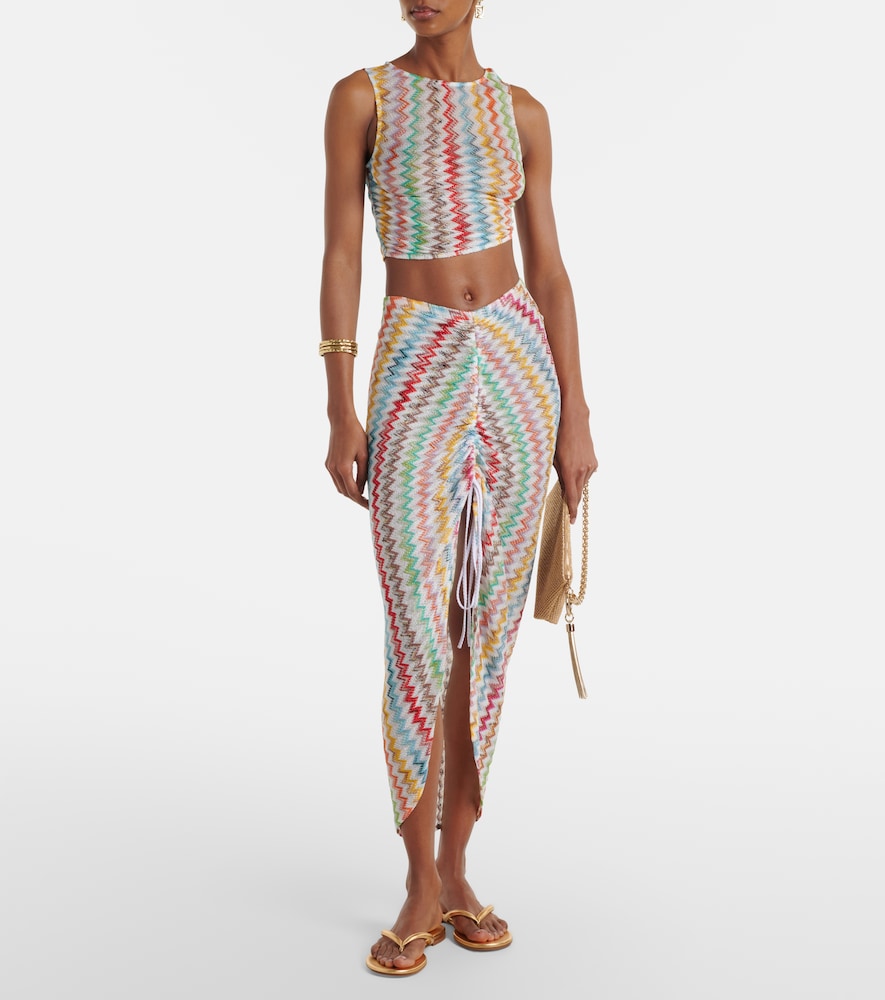 MISSONI Zigzag Ruched Lamé Crop Top