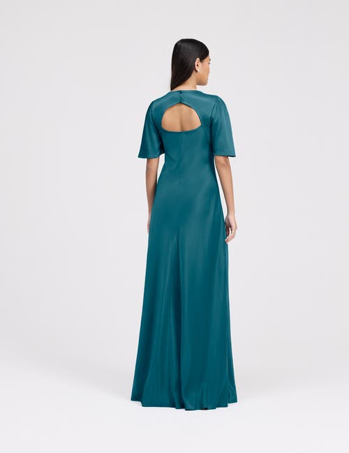 bhldn arabella tendril-sleeve satin maxi dress Bhldn Arabella Tendril-sleeve Satin Maxi Dress