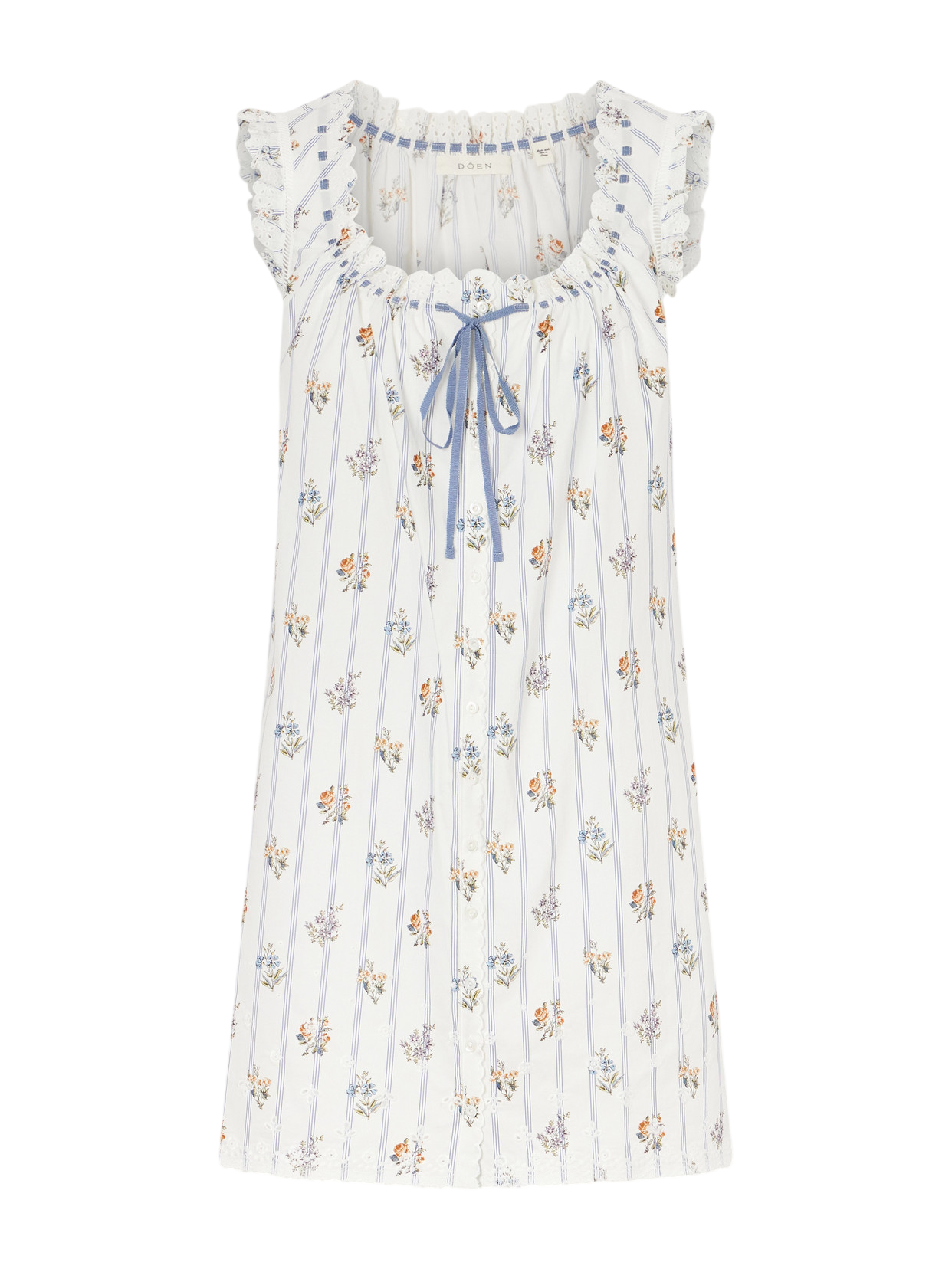 DÔEN Nessie Striped Floral-Print Mini Dress