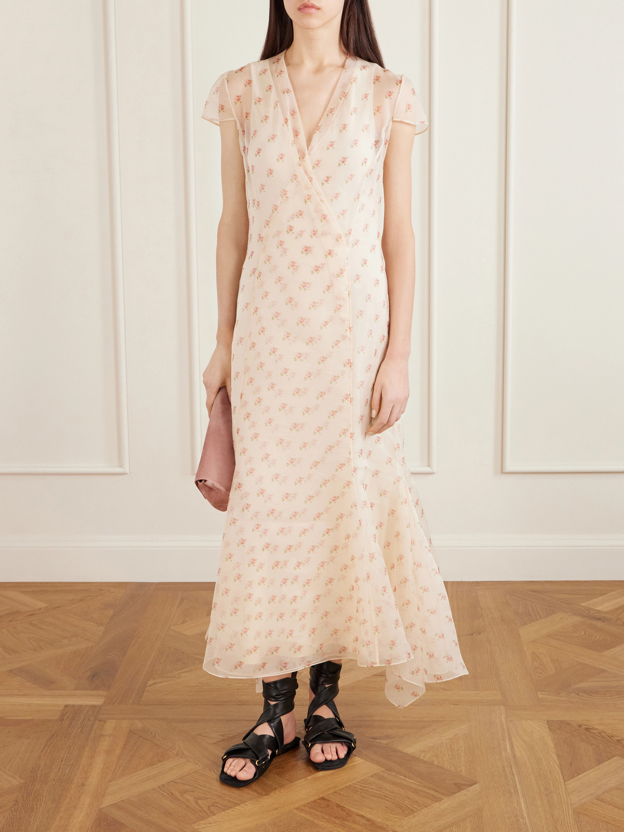 KHAITE KHAITE Meera Floral-Print Silk-Organza Midi Dress