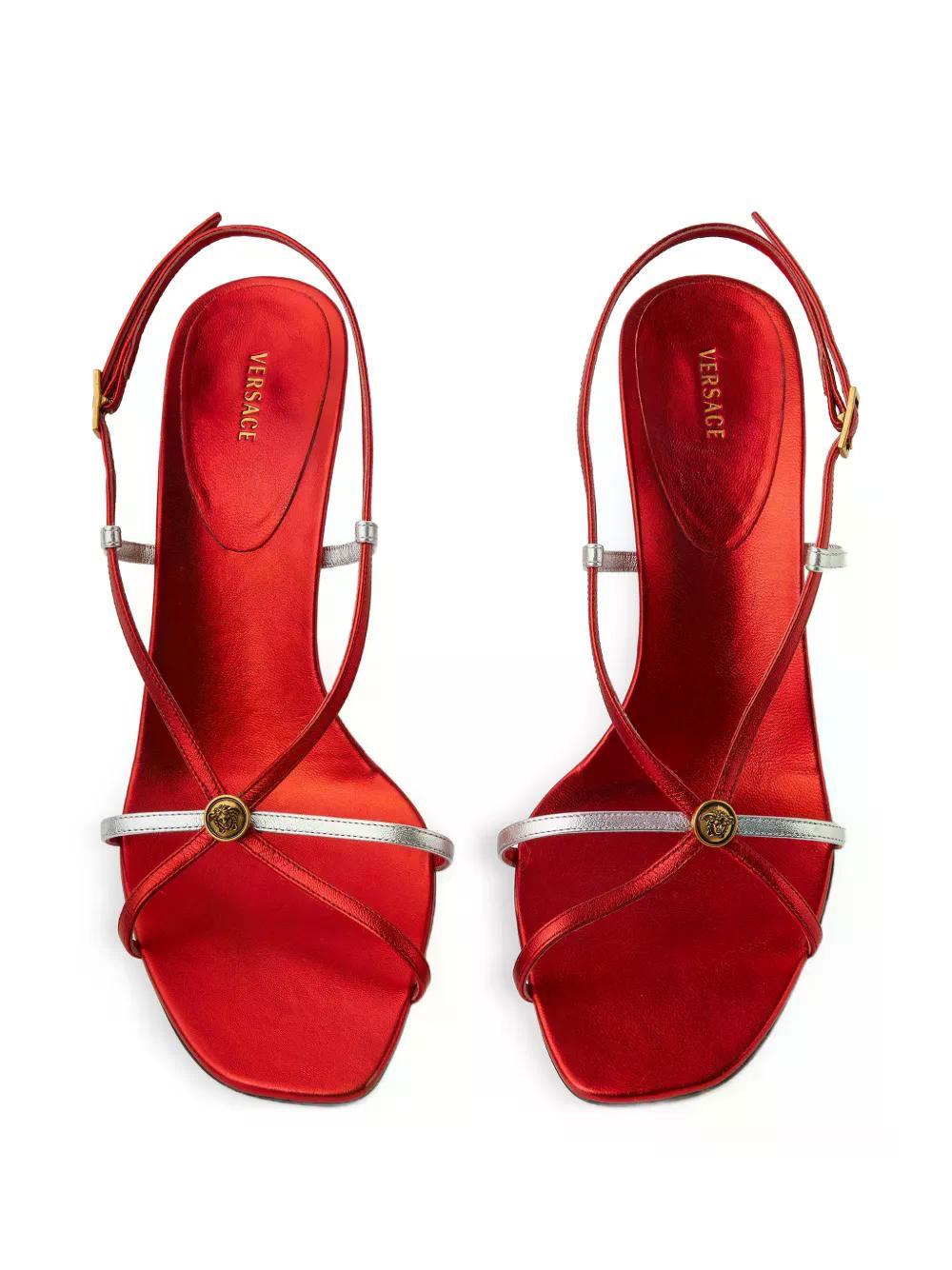 Versace Valentina Metallic Sandals 80 Mm - Red | Editorialist display picture 1