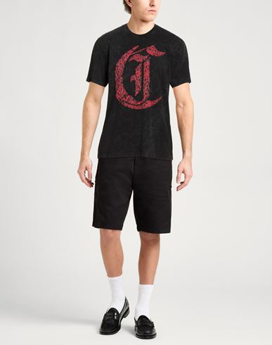 JUST CAVALLI man t-shirt charcoal size s cotton