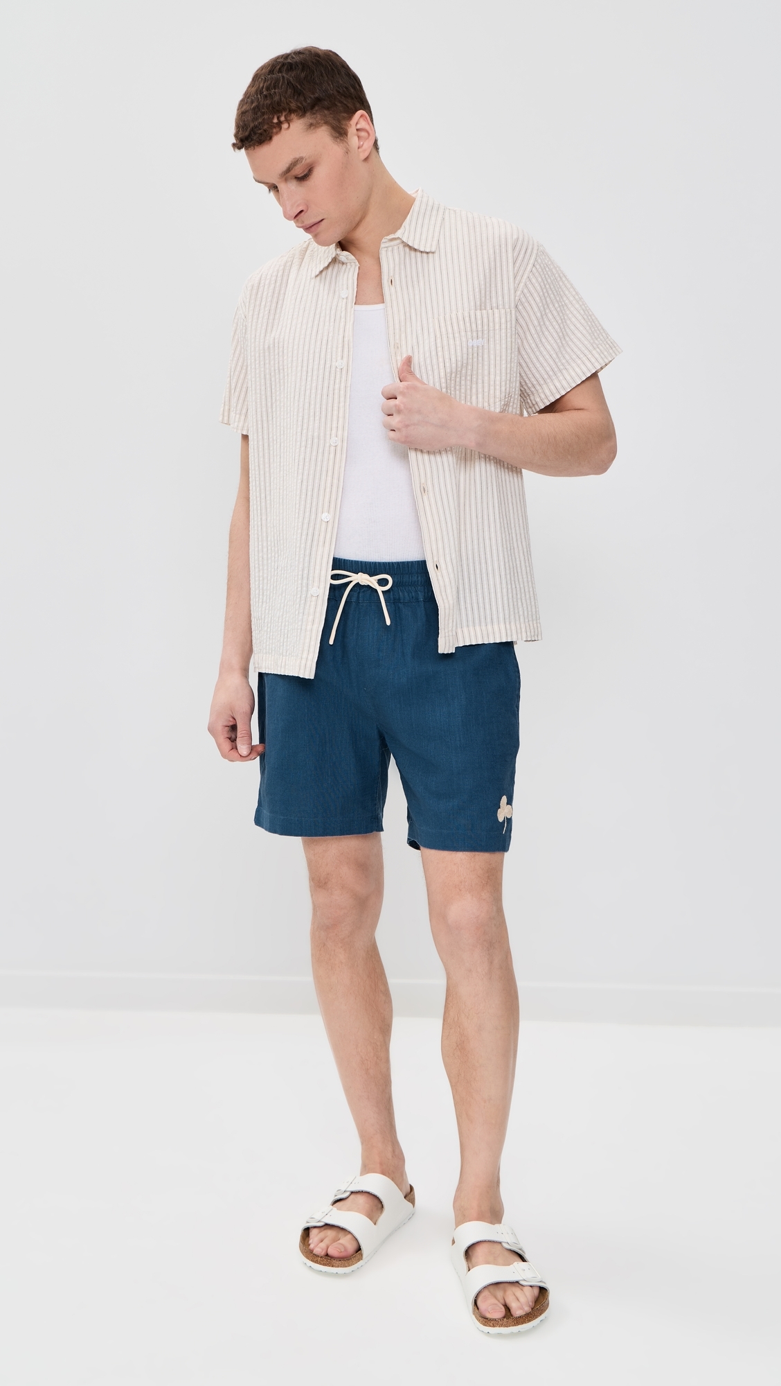 PORTUGUESE FLANNEL Portuguese Flannel Ramie Shorts with Clover Embroidery