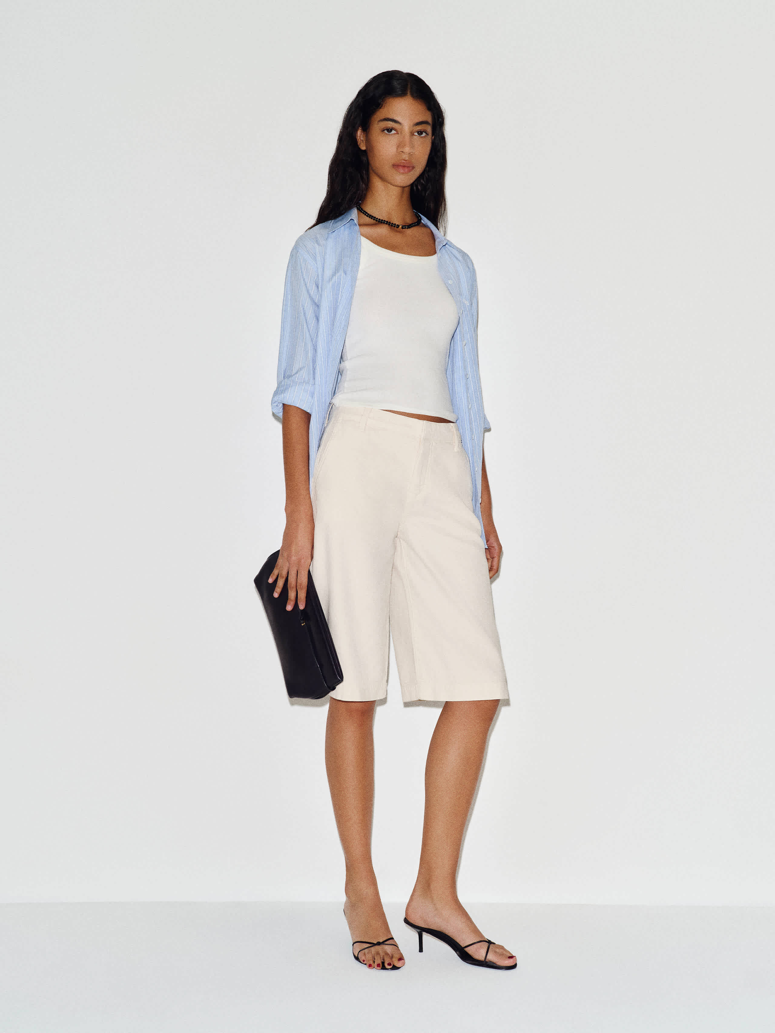 REFORMATION Reformation Elio Low Rise 14 in Denim Trouser Shorts