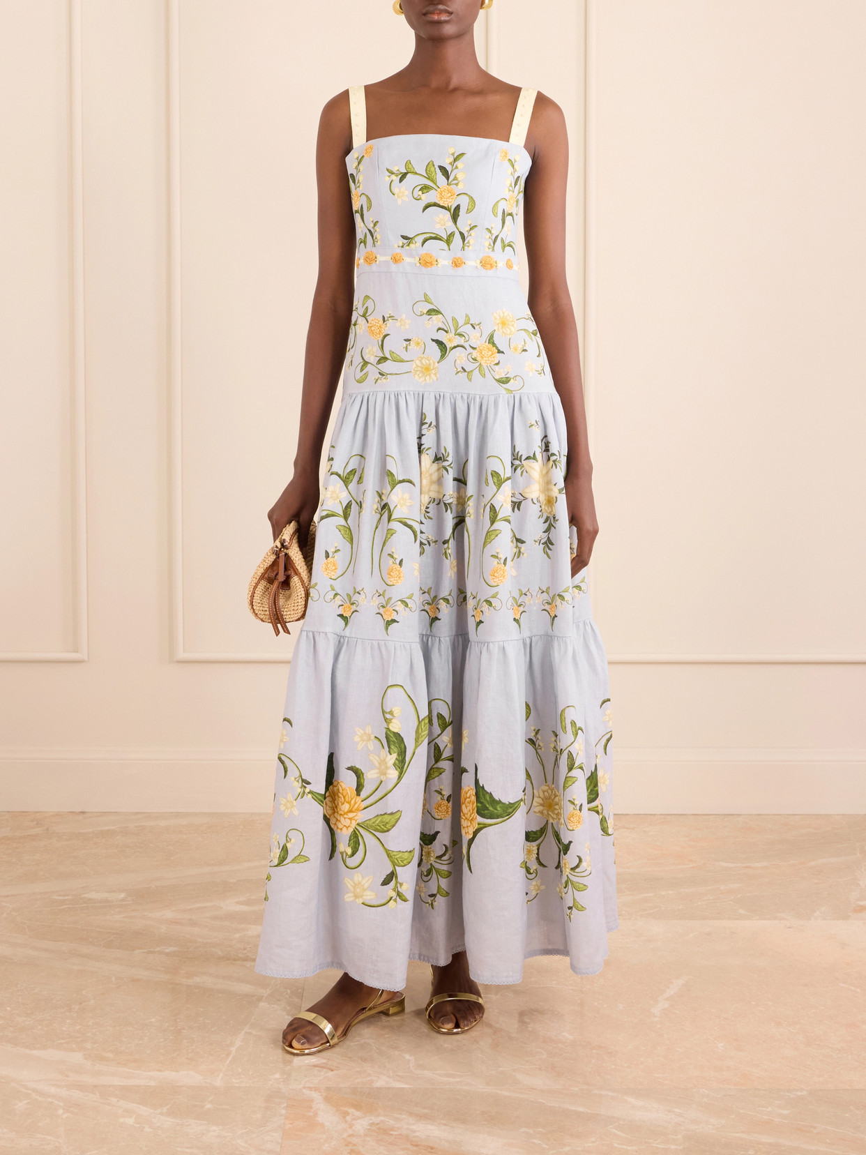 AGUA BENDITA Agua by Agua Bendita Floral-Printed Linen Maxi Dress