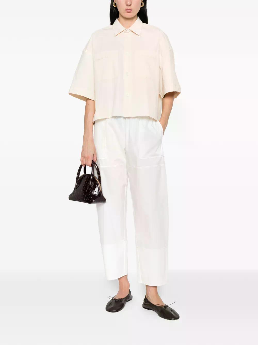 NACKIYE Crop Pocket Frayed Shirt