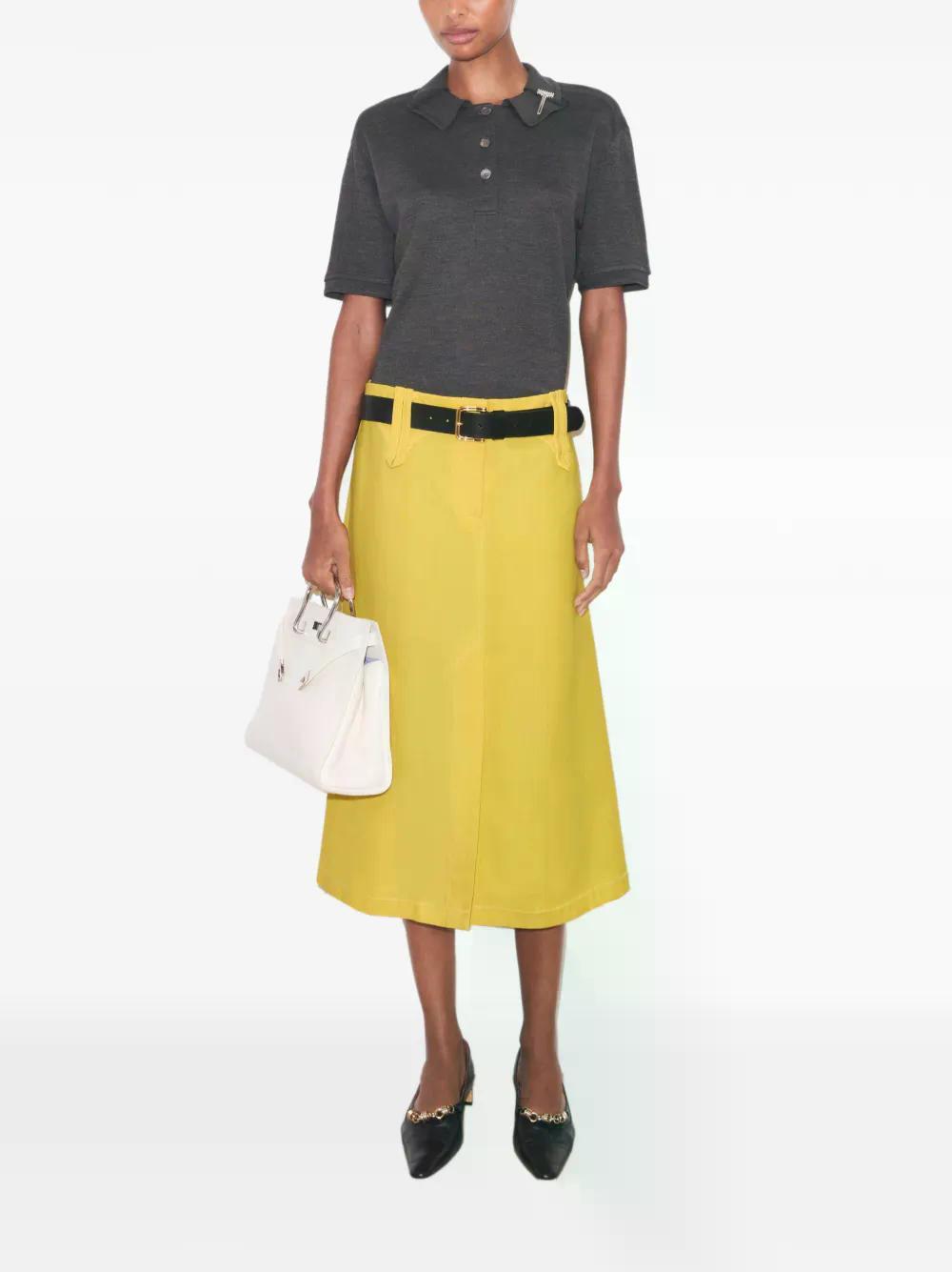 TORY BURCH Tory Burch Oversized Silk Polo Shirt with Pleated Collar