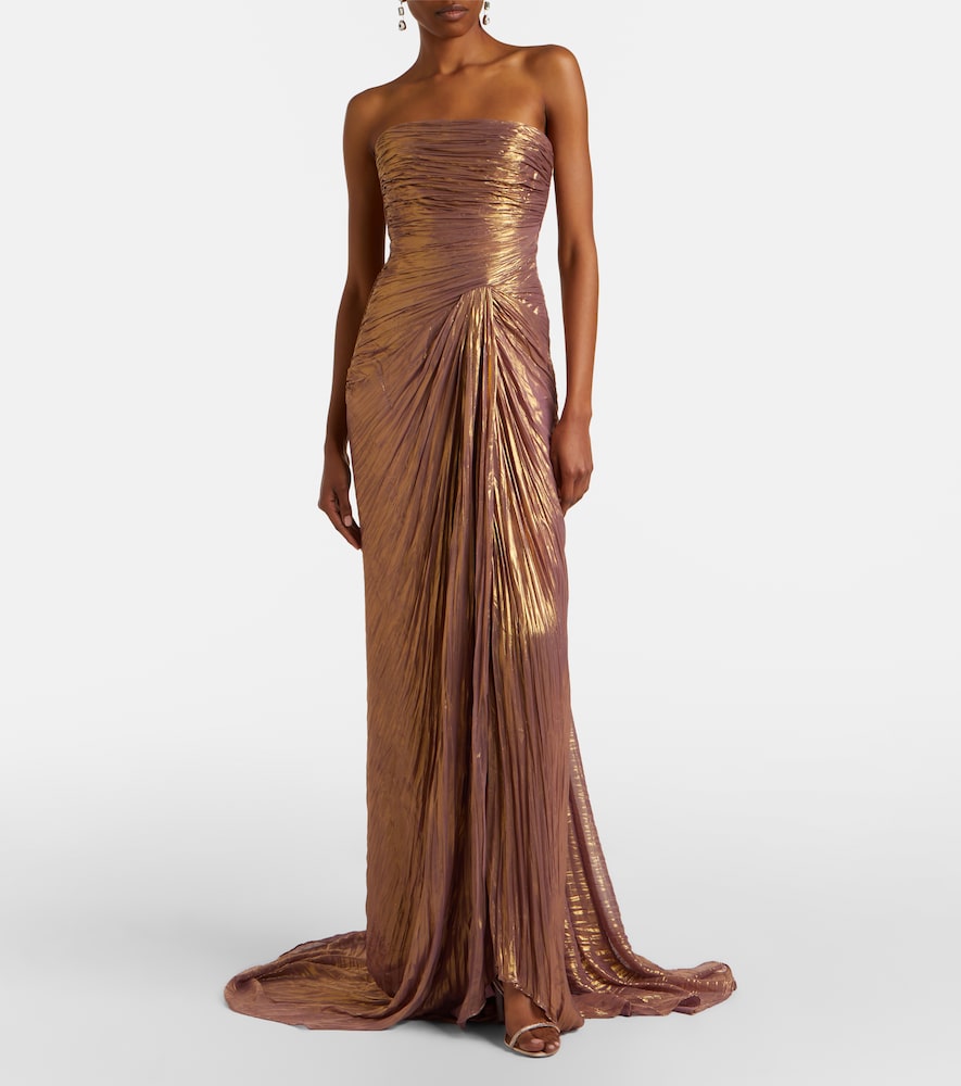 MARMAR HALIM Marmar Halim Pleated Taffeta Bustier Gown and Cape Set