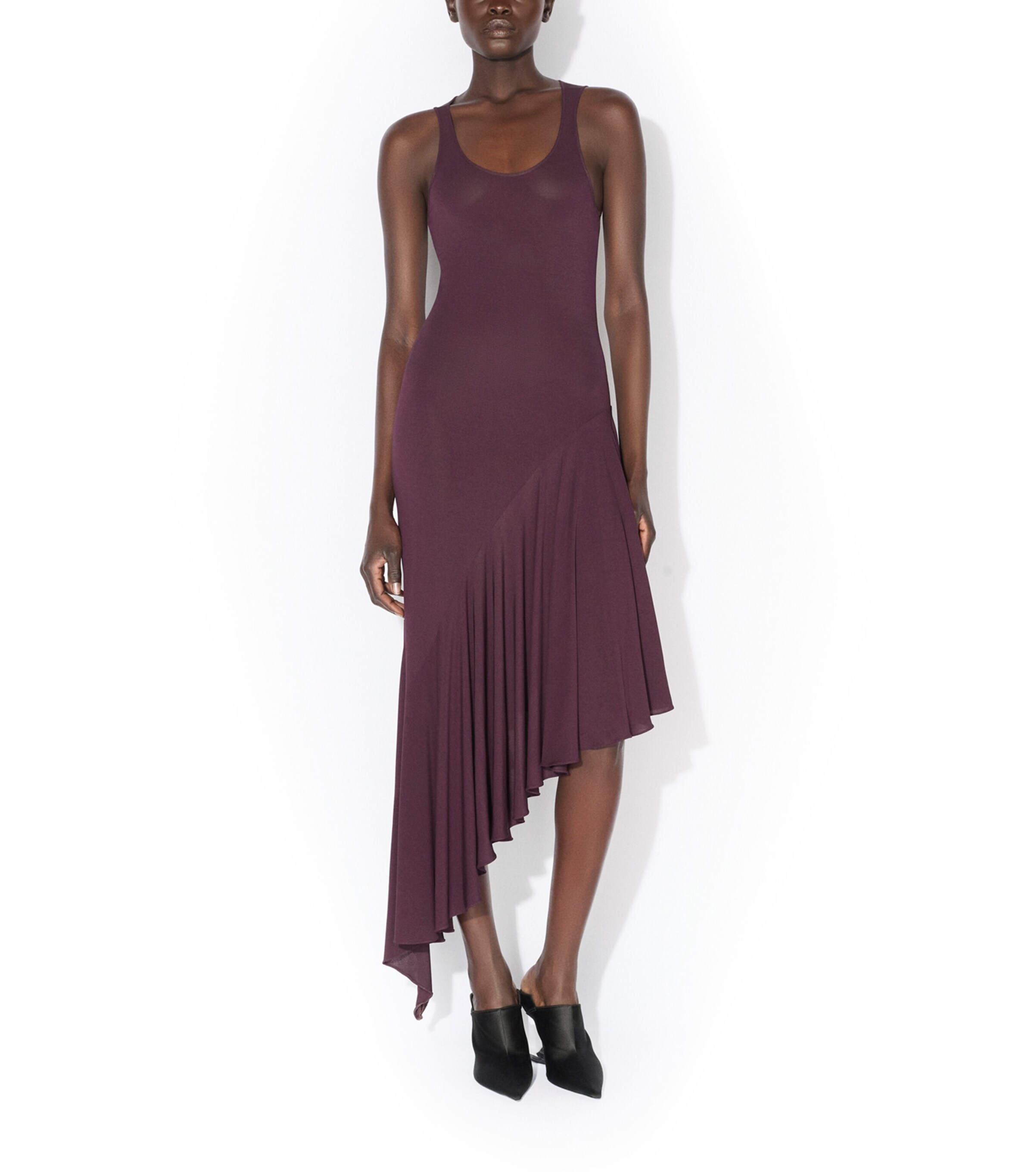 ALAÏA Jersey Asymmetric Midi Dress