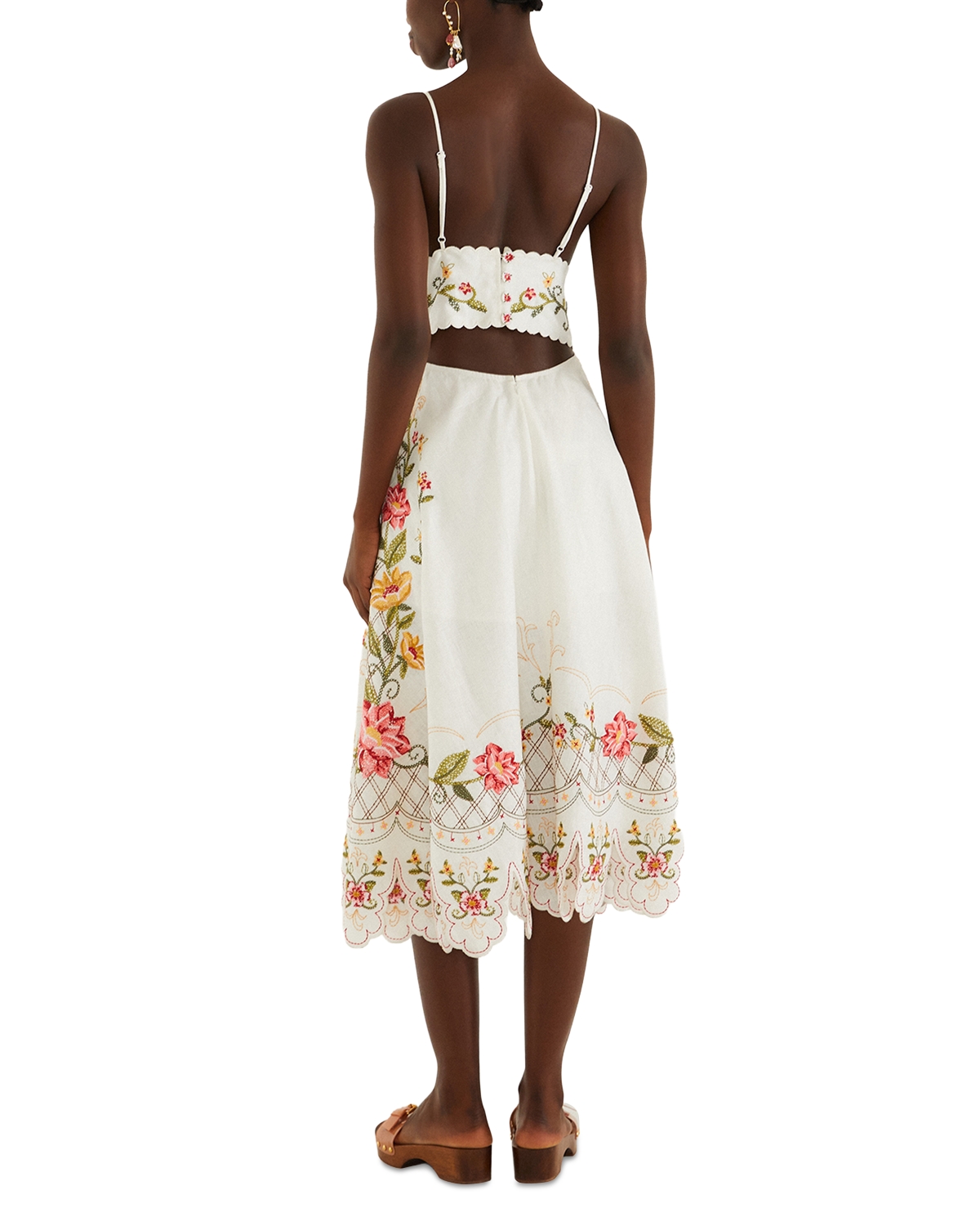 slim fit dress slacks Green Delicate Tapestry Euroflax™ Premium Linen Midi Dress – FARM Rio