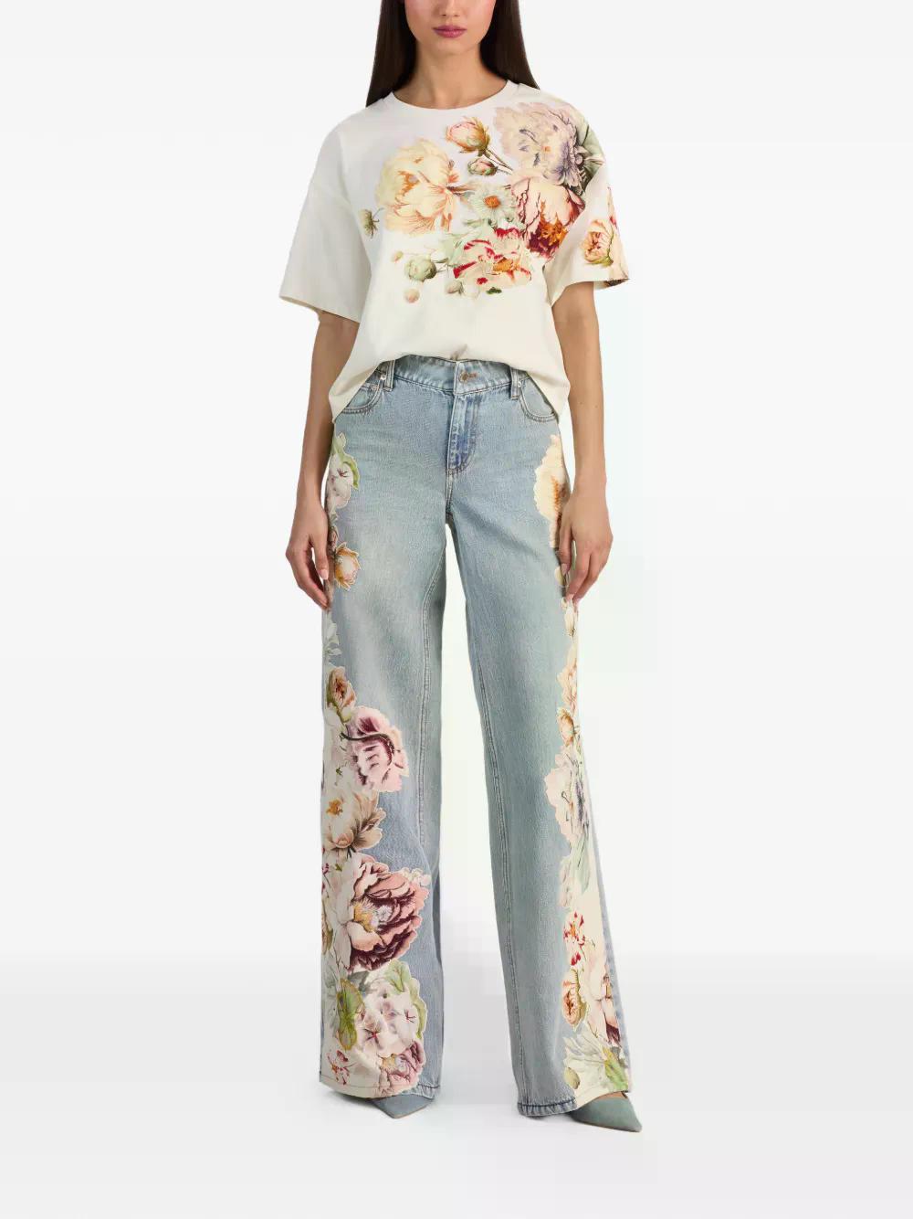 ALICE + OLIVIA Floral-Appliqué T-Shirt