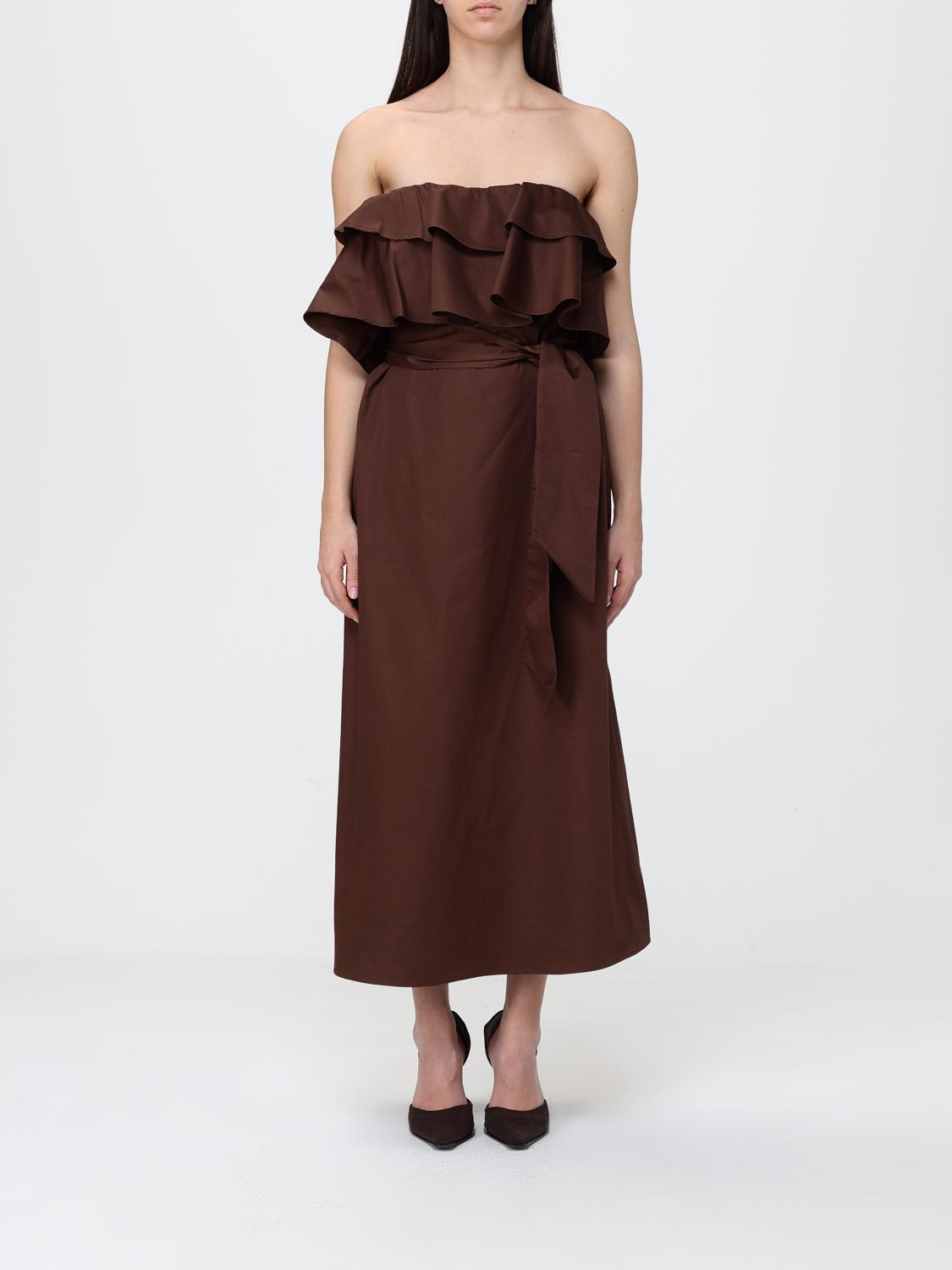 HANITA Hanita Cotton Poplin Midi Dress with Ruffles and Belt