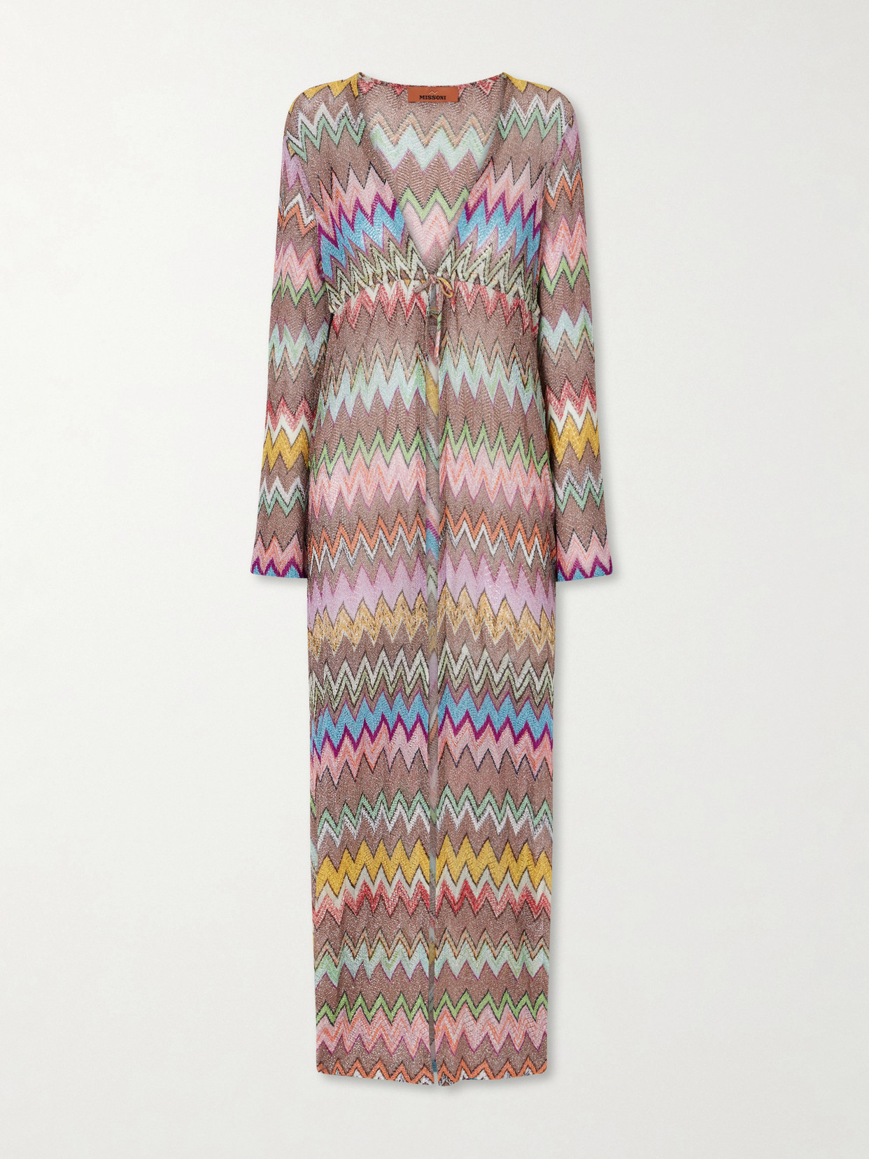 MISSONI Striped Metallic Crochet-knit Coverup