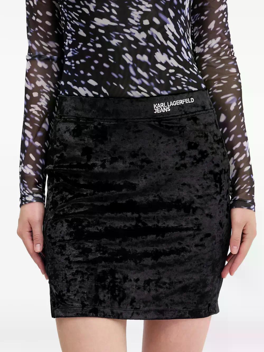 KARL LAGERFELD Crushed Velvet Mini Skirt