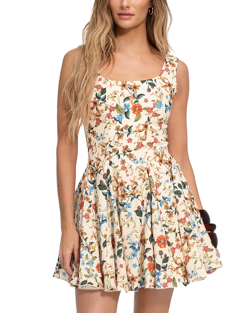 AGUA BENDITA Agua Bendita Kristen Floral Print Linen Blend Dress