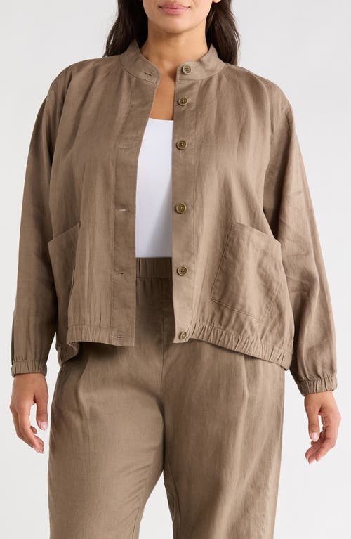 EILEEN FISHER Stand Collar Linen Jacket