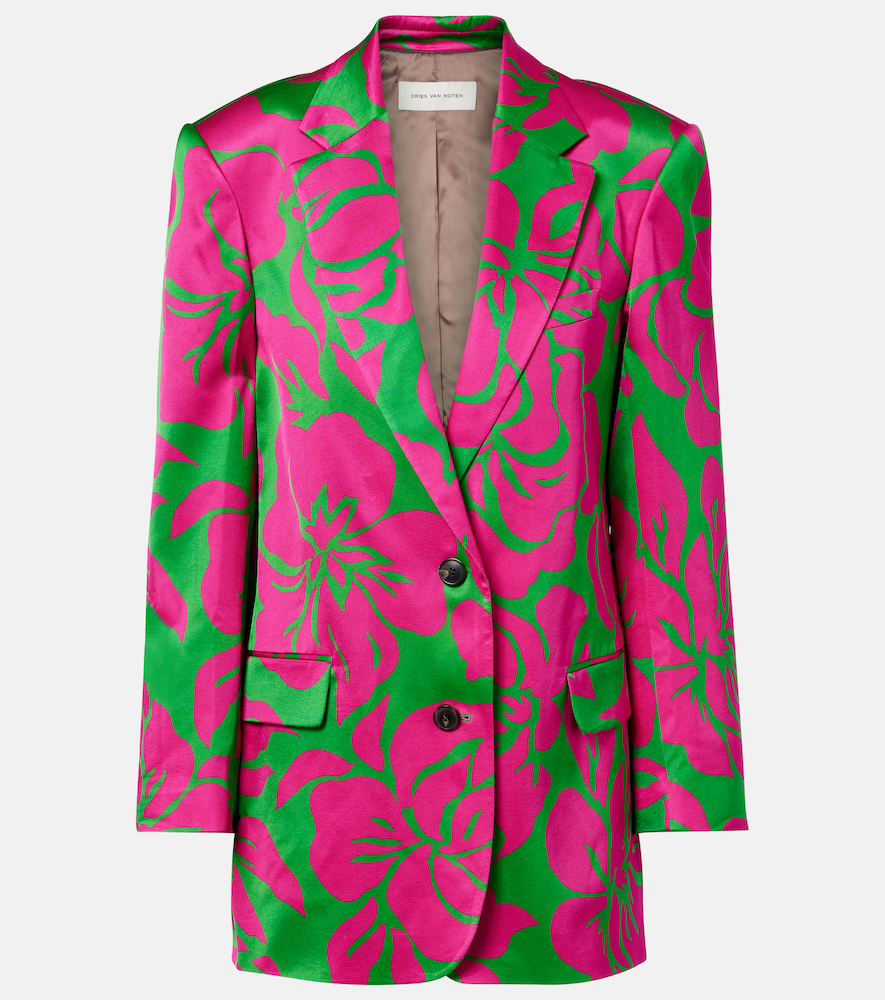 DRIES VAN NOTEN Floral Satin Blazer