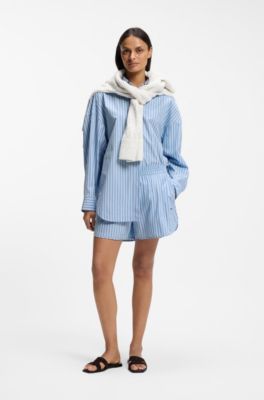 BOSS Cotton Poplin Striped Shorts