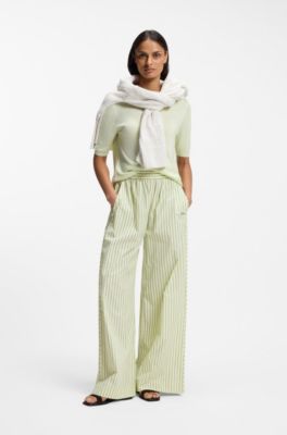 BOSS Cotton-Poplin Palazzo Trousers