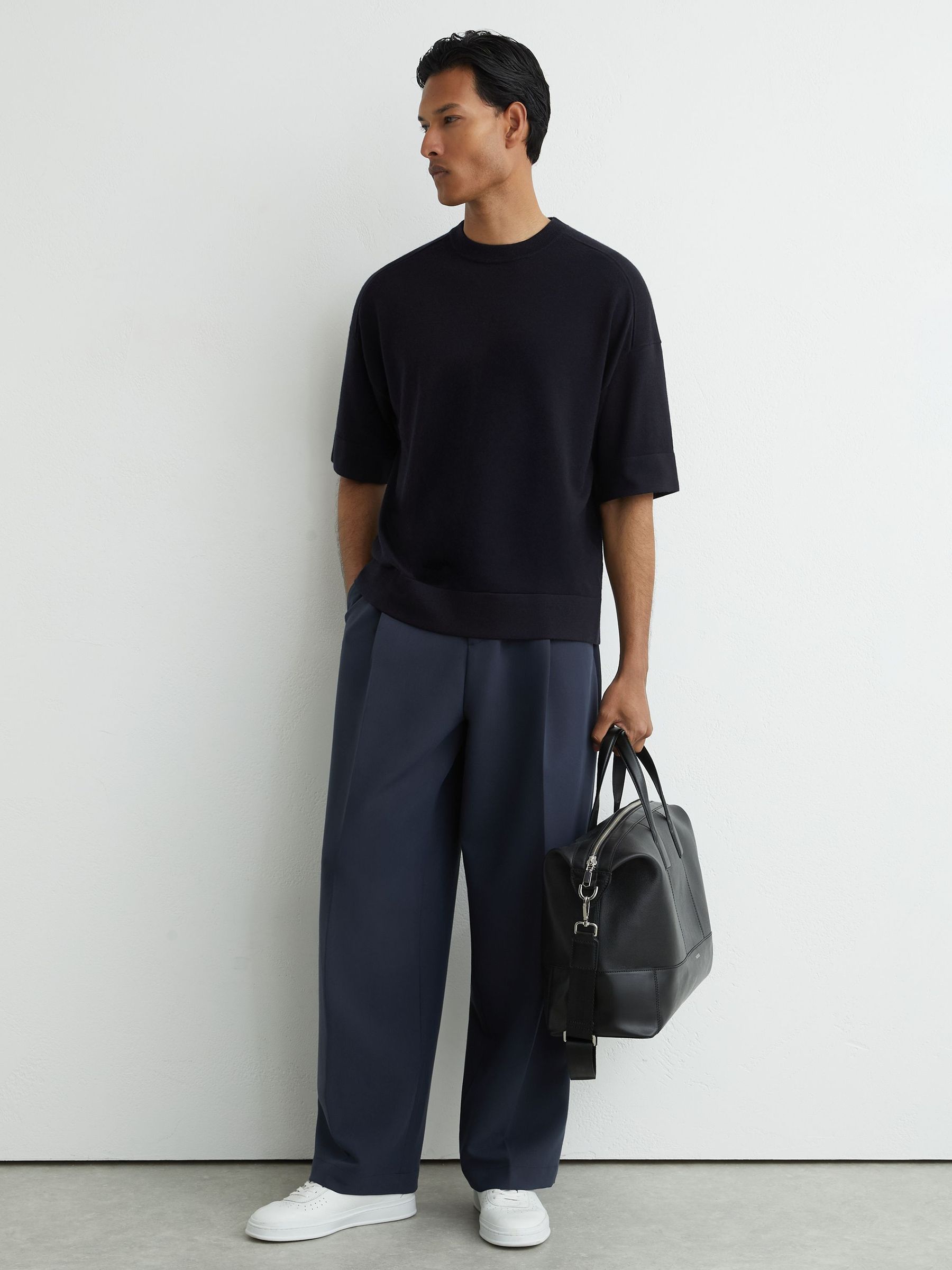 REISS baines merino wool relaxed knit t-shirt