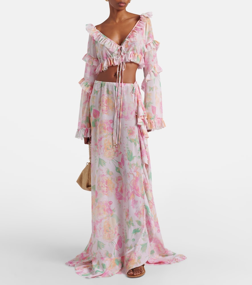 BANANHOT Anita Floral Off-Shoulder Crop Top