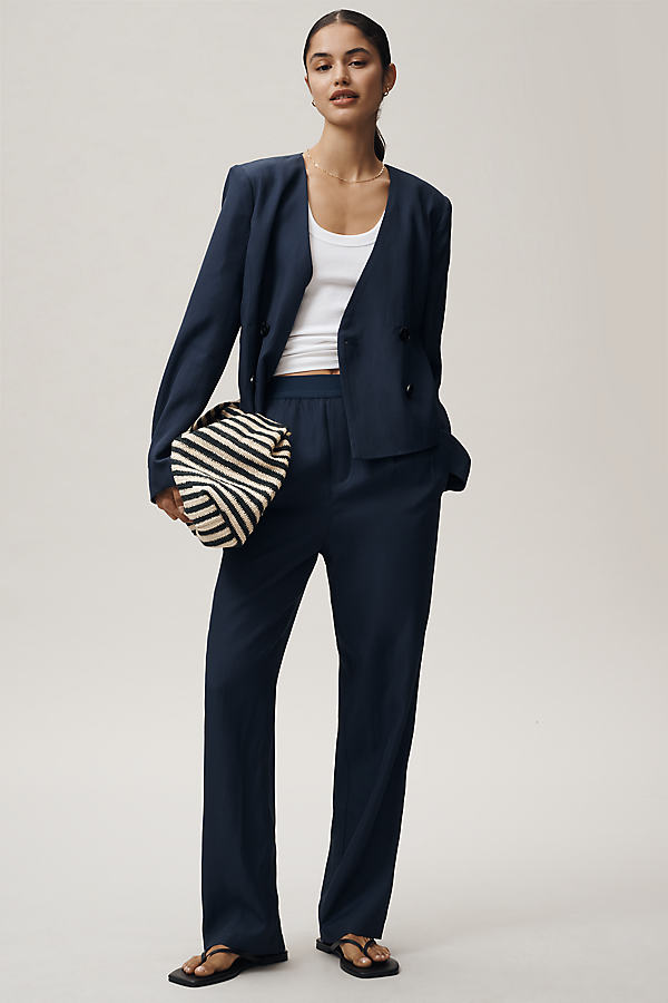MAEVE Collarless Cropped Blazer Jacket