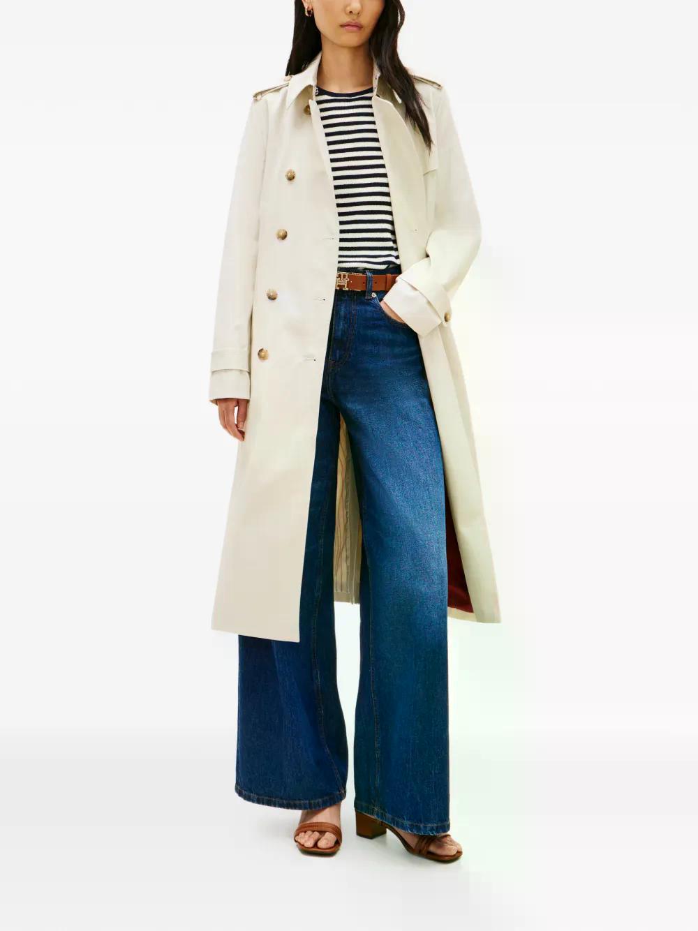 TOMMY HILFIGER Double-Breasted Belted Cotton Trench Coat