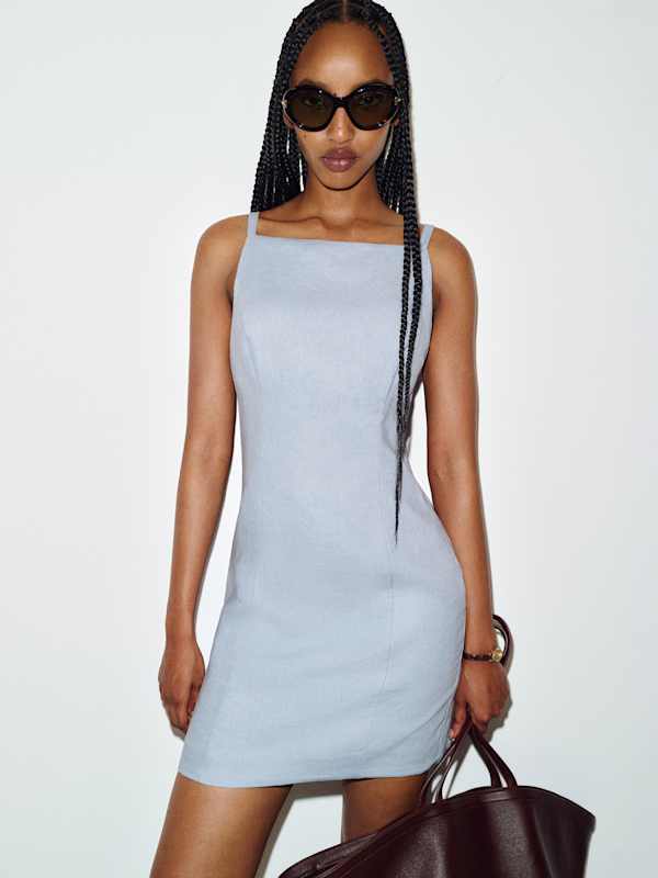 Reformation Sheri Linen Mini Dress - White | Editorialist Reformation Sheri Linen Mini Dress - White | Editorialist