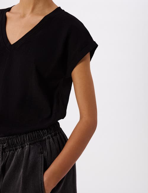 WHISTLES Willa V-Neck Cap-Sleeve T-Shirt