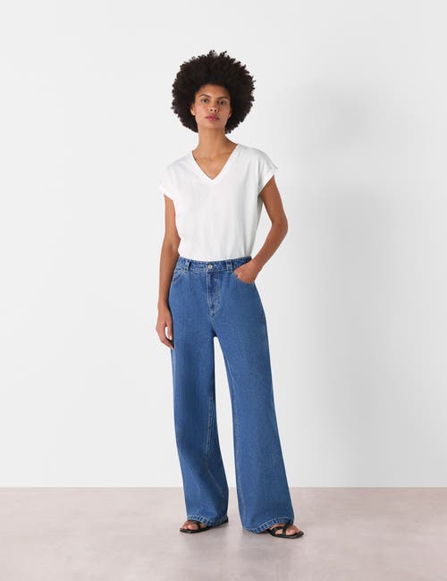 WHISTLES Willa V-Neck Cap-Sleeve T-Shirt