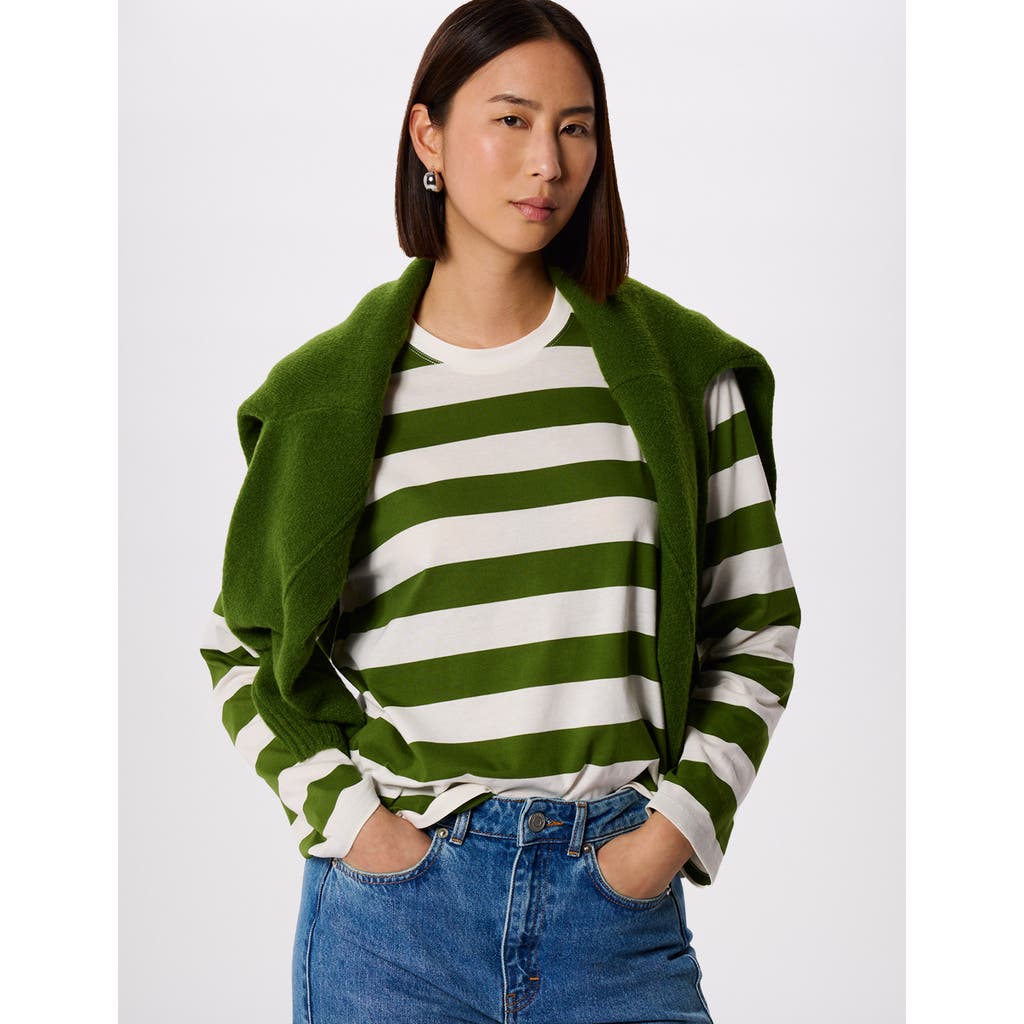 WHISTLES Relaxed Stripe Long Sleeve Tee