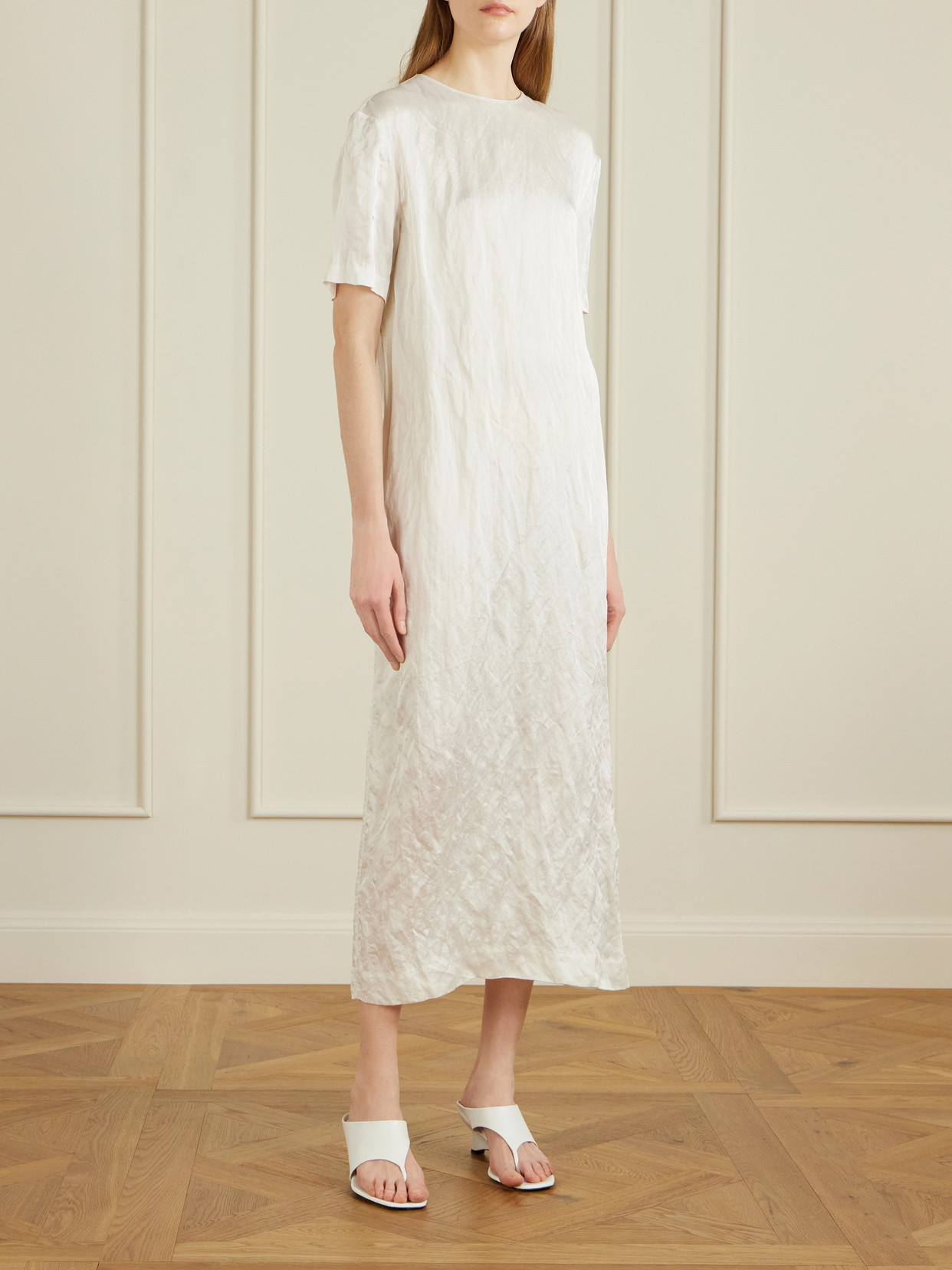 KHAITE Webber Crinkled-Voile Midi Dress